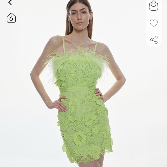 Karen Millen | Dresses | Karen Millen Lime Green Lace Feather Floral 3d ...